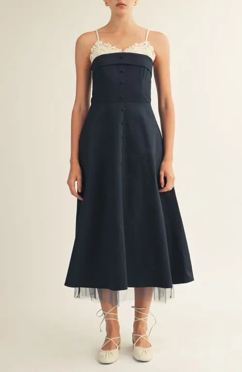 AROSE STUDIO Cielle Midi Dress - Navy