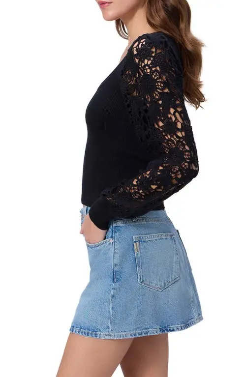 Paige Maya Lace Sleeve Sweater - Black