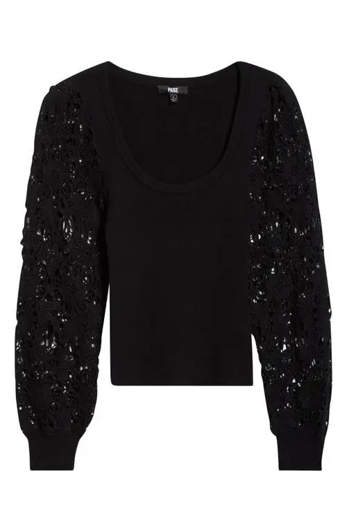 Paige Maya Lace Sleeve Sweater - Black