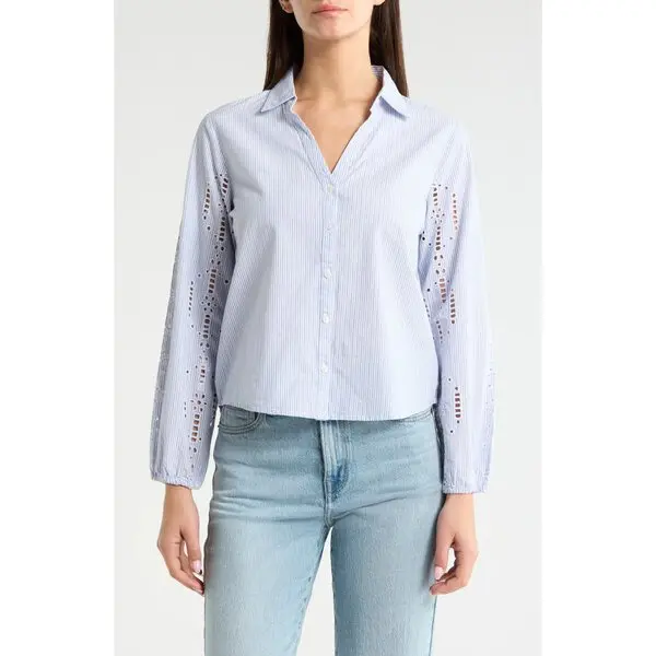 Lucky Brand Cutwork Stripe Button-up Shirt