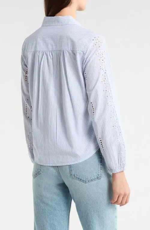 Lucky Brand Cutwork Stripe Button-up Shirt