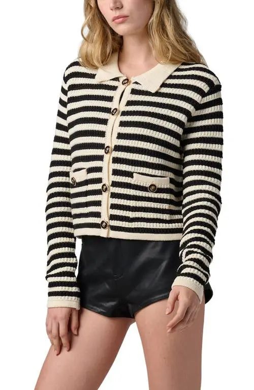 Blanknyc Striped Cotton-blend Cardigan