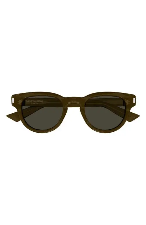 Saint Laurent 48mm Round Frame Sunglasses - Brown
