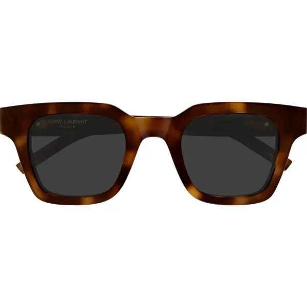 Saint Laurent 47mm Rectangular Sunglasses - Havana