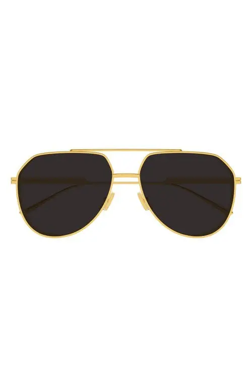 Bottega Veneta 60mm Pilot Sunglasses - Gold/grey Lens