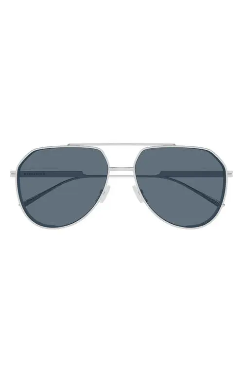 Bottega Veneta 60mm Pilot Sunglasses - Silver