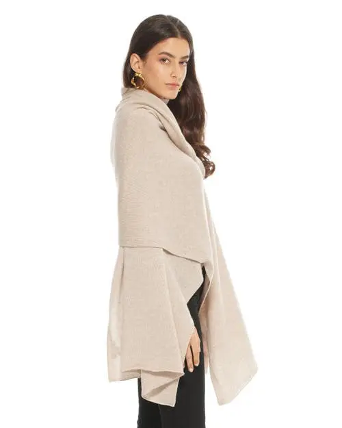 MONTICELLI CASHMERE Pure Cashmere Feather-light Maxi Wrap Stole - Beige