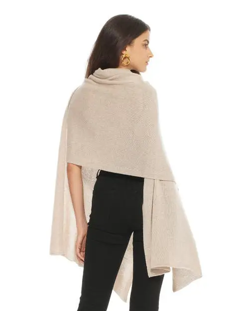 MONTICELLI CASHMERE Pure Cashmere Feather-light Maxi Wrap Stole - Beige