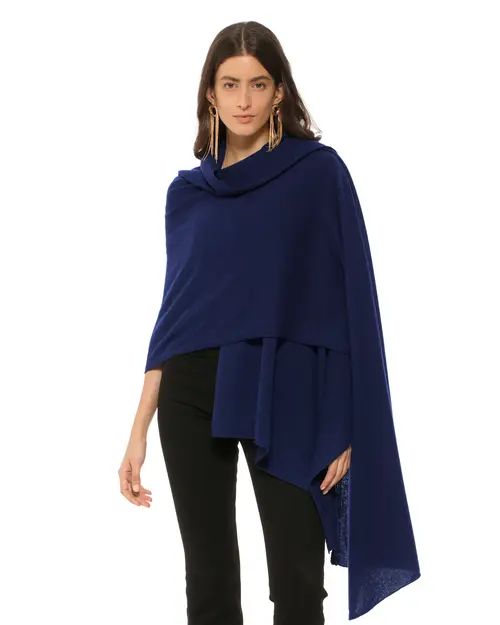 MONTICELLI CASHMERE Pure Cashmere Feather-light Maxi Wrap Stole - Blue