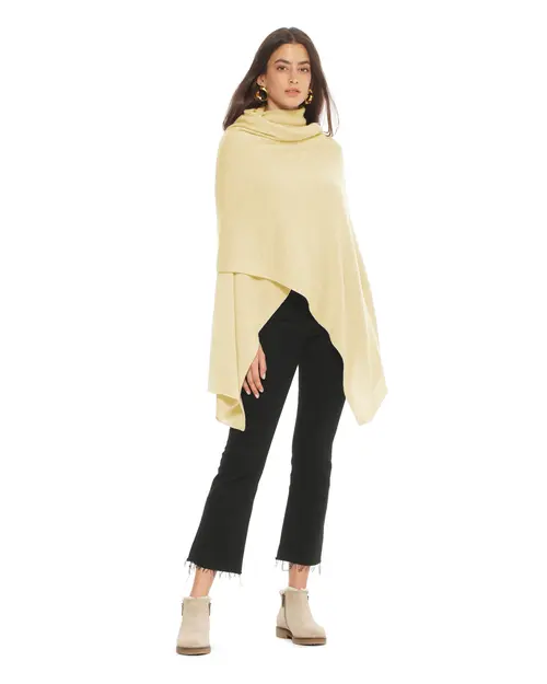 MONTICELLI CASHMERE Pure Cashmere Feather-light Maxi Wrap Stole - Butter Yellow