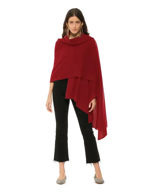 MONTICELLI CASHMERE Pure Cashmere Feather-light Maxi Wrap Stole - Chianti