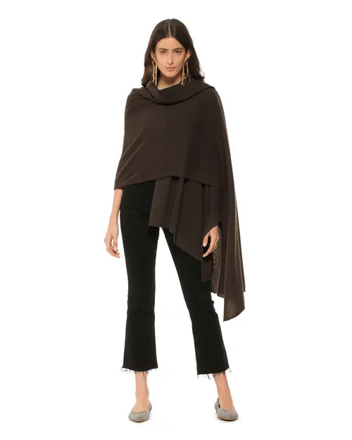 MONTICELLI CASHMERE Pure Cashmere Feather-light Maxi Wrap Stole - Coffee