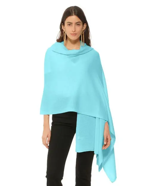 MONTICELLI CASHMERE Pure Cashmere Feather-light Maxi Wrap Stole - Cyan