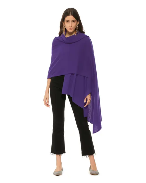 MONTICELLI CASHMERE Pure Cashmere Feather-light Maxi Wrap Stole - Iris Purple