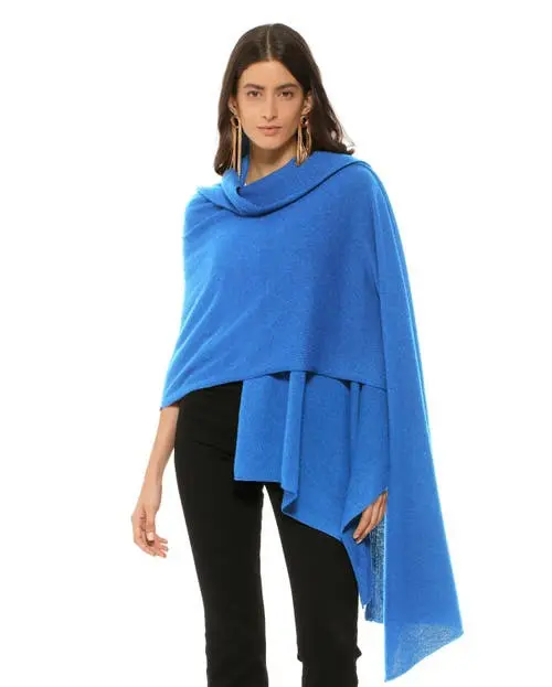 MONTICELLI CASHMERE Pure Cashmere Feather-light Maxi Wrap Stole - Jeans