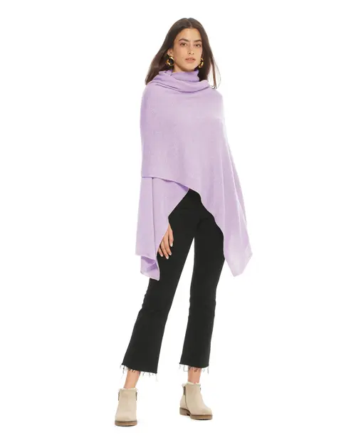 MONTICELLI CASHMERE Pure Cashmere Feather-light Maxi Wrap Stole - Lilac