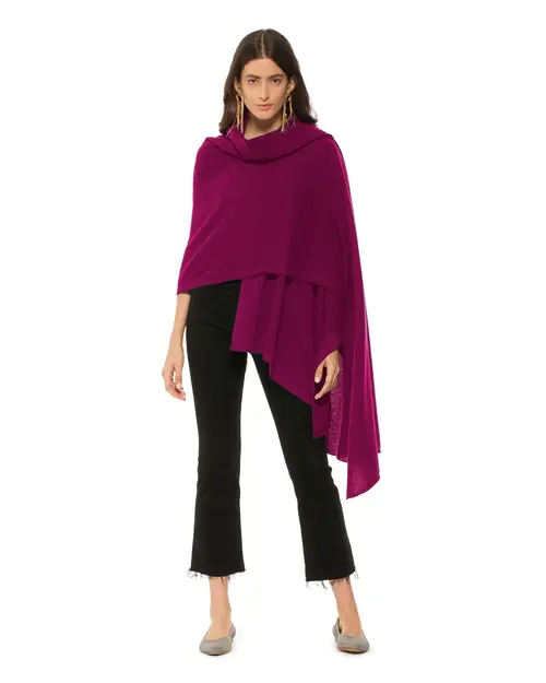 MONTICELLI CASHMERE Pure Cashmere Feather-light Maxi Wrap Stole - Magenta