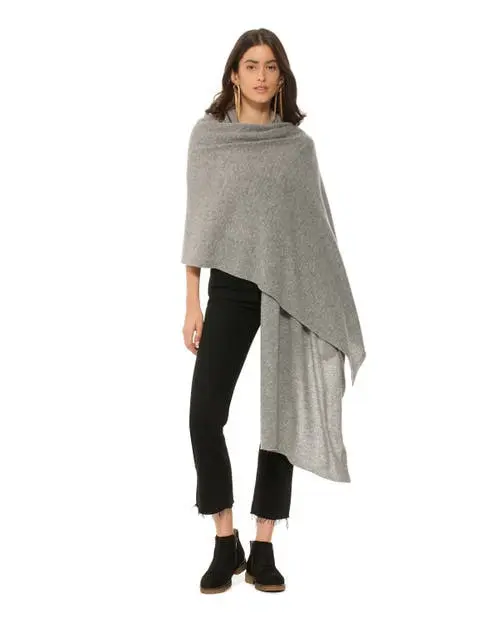 MONTICELLI CASHMERE Pure Cashmere Feather-light Maxi Wrap Stole - Melange Grey