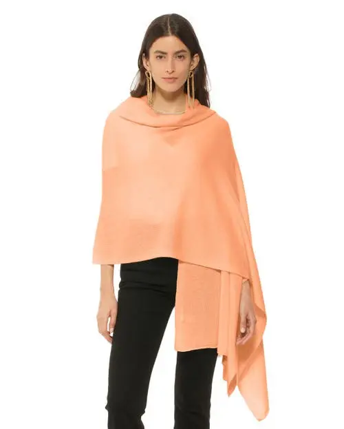 MONTICELLI CASHMERE Pure Cashmere Feather-light Maxi Wrap Stole - Orange
