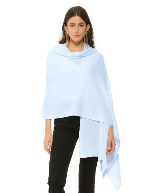 MONTICELLI CASHMERE Pure Cashmere Feather-light Maxi Wrap Stole - Pastel Blue