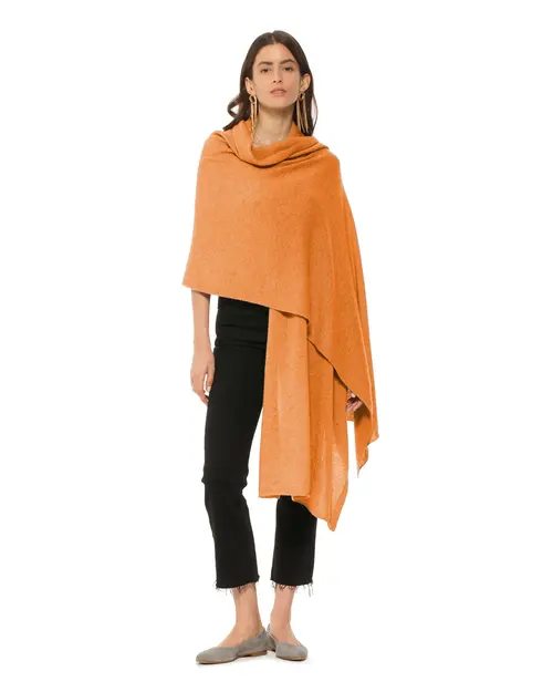 MONTICELLI CASHMERE Pure Cashmere Feather-light Maxi Wrap Stole - Saffron