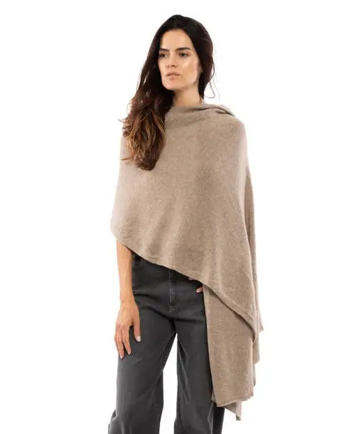 MONTICELLI CASHMERE Pure Cashmere Feather-light Maxi Wrap Stole - Taupe