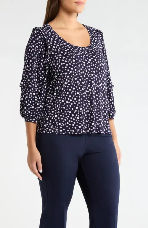 LIVERPOOL Printed Ruffle Sleeve Top