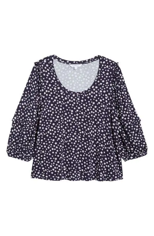 LIVERPOOL Printed Ruffle Sleeve Top