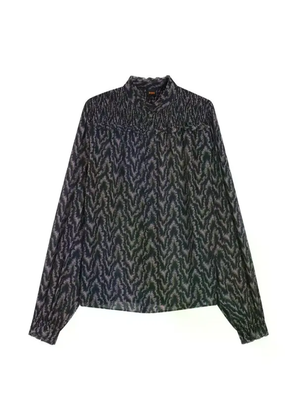 BOSS Shirred-detail Patterned Blouse