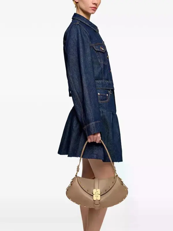GANNI Studded Shoulder Bag - Neutrals