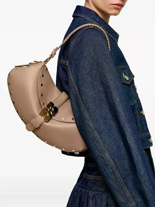 GANNI Studded Shoulder Bag - Neutrals