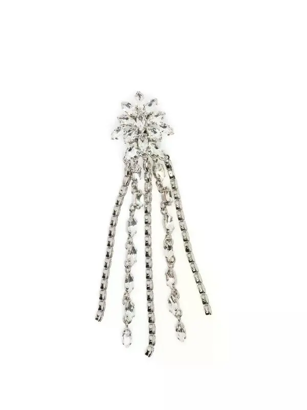 Alessandra Rich Floral Chain Drop Earrings - Silver