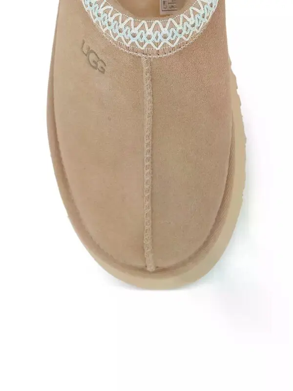 UGG Embroidered-trim Suede Mules - Neutrals