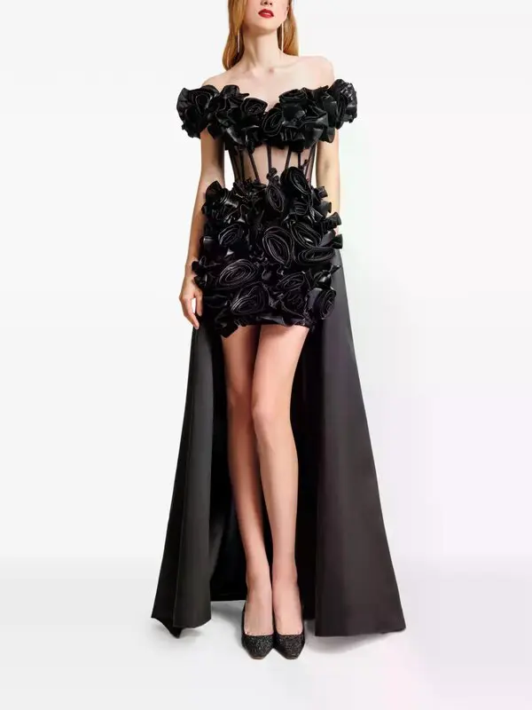 GEMY MAALOUF Off-shoulder Floral Embellished Gown