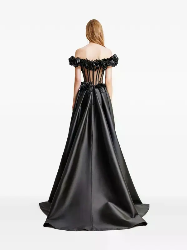 GEMY MAALOUF Off-shoulder Floral Embellished Gown