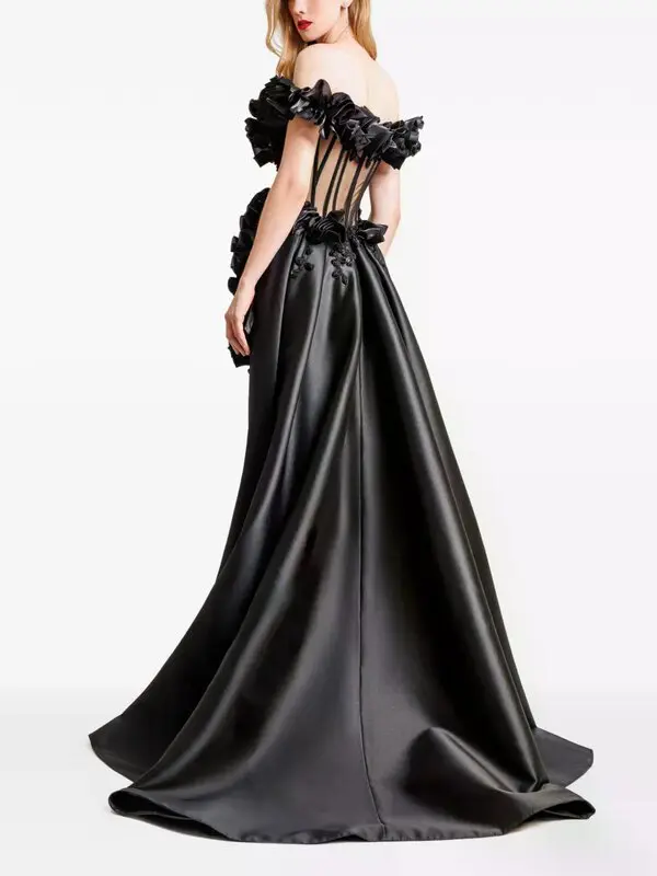 GEMY MAALOUF Off-shoulder Floral Embellished Gown