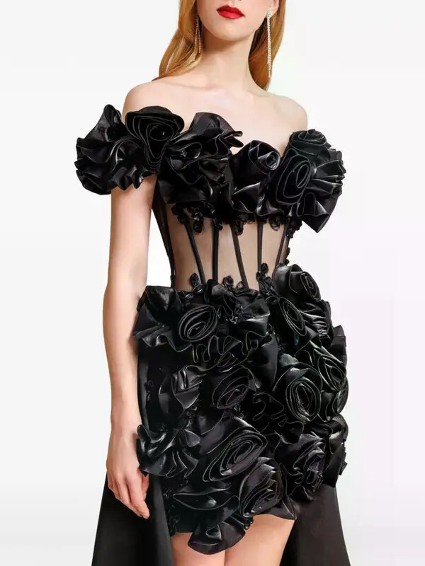 GEMY MAALOUF Off-shoulder Floral Embellished Gown