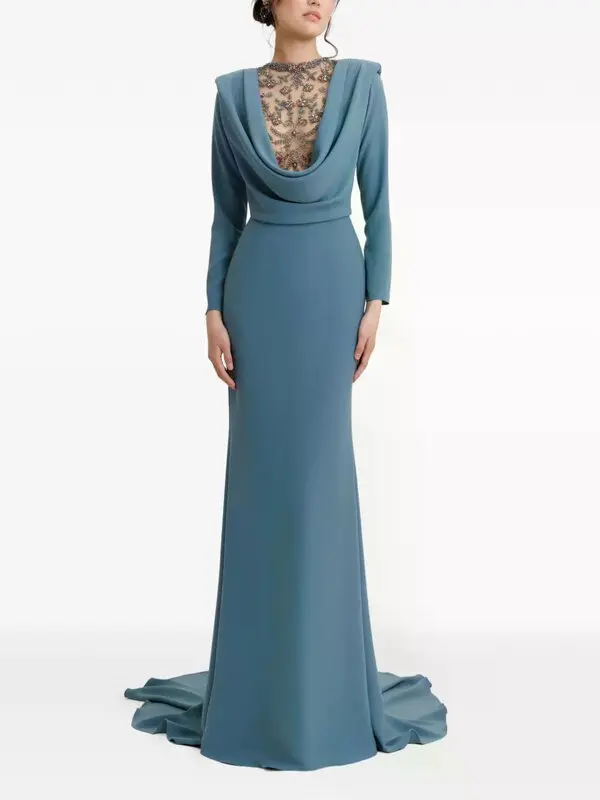 GEMY MAALOUF Beaded Cowl-neck Maxi Dress