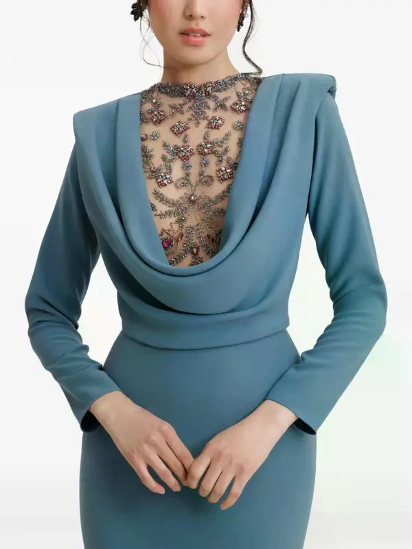 GEMY MAALOUF Beaded Cowl-neck Maxi Dress