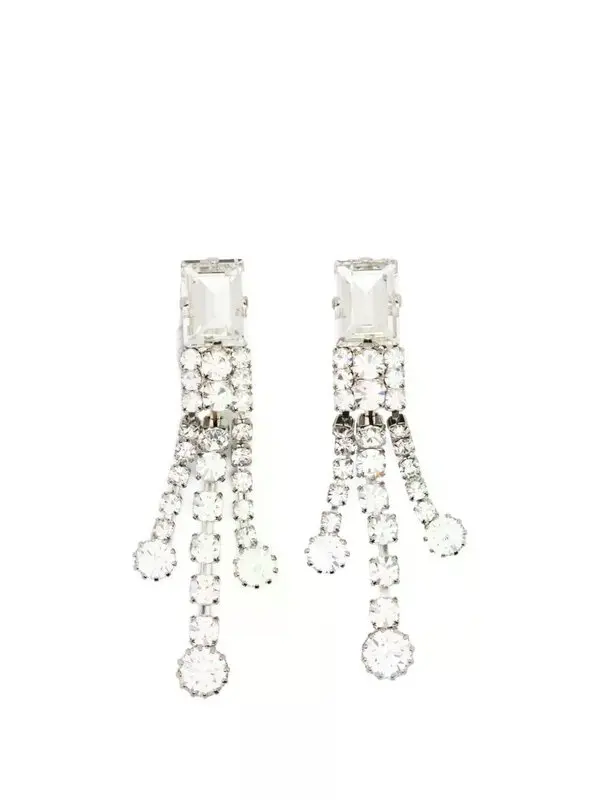 Alessandra Rich Crystal Embellished Drop Earrings - Silver