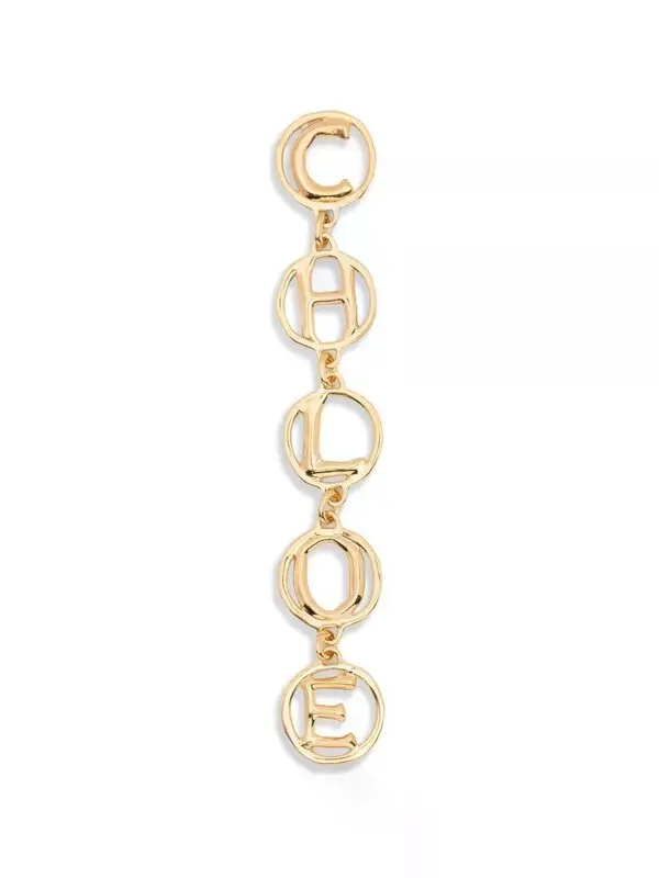 Chloé Script Letter Drop Earrings - Gold