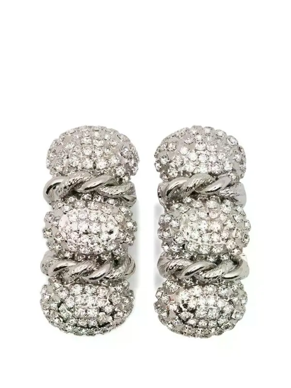 Alessandra Rich Twisted Embellished Bijoux Earrings - Silver
