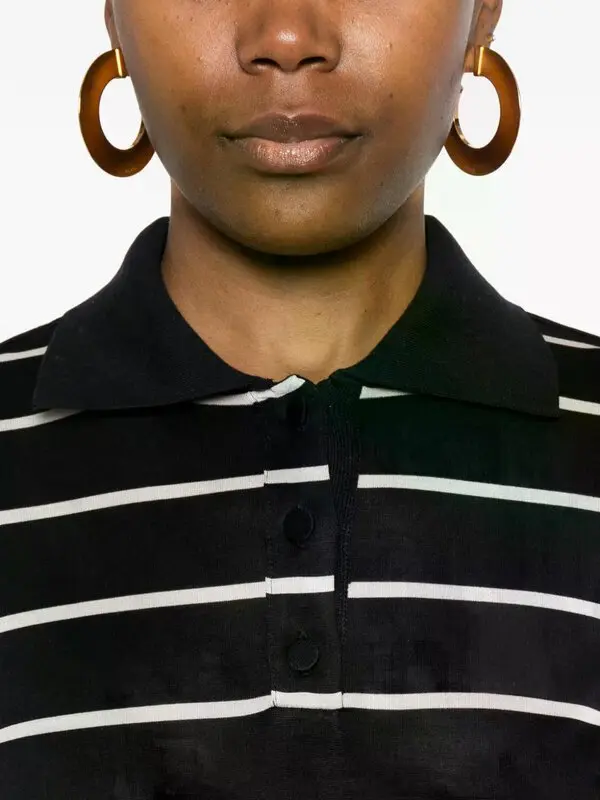 Max Mara Striped Silk Polo Top
