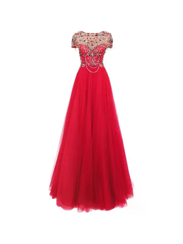 GEMY MAALOUF Beaded Corset Maxi Dress