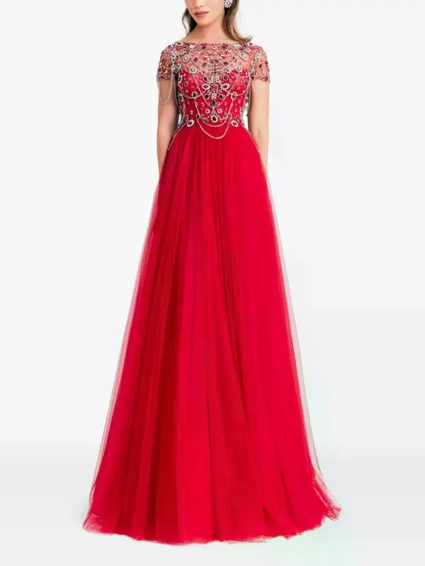 GEMY MAALOUF Beaded Corset Maxi Dress
