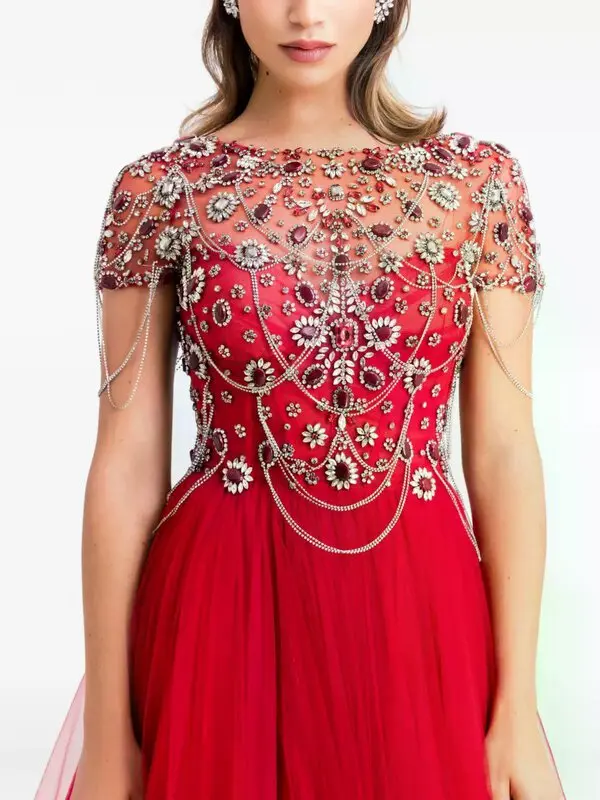 GEMY MAALOUF Beaded Corset Maxi Dress