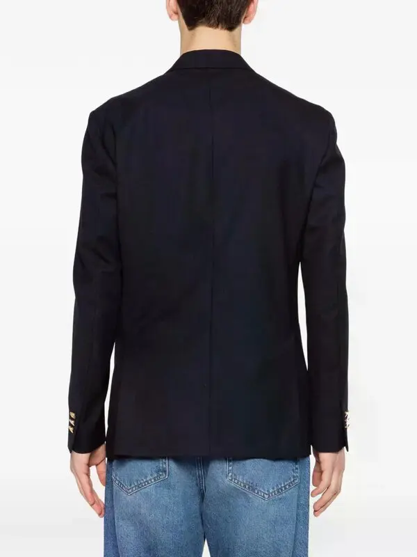LARDINI Double-breasted Gold-tone Blazer - Black