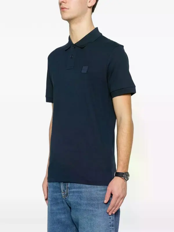 BOSS Short-sleeve Square-patch Polo Shirt - Blue