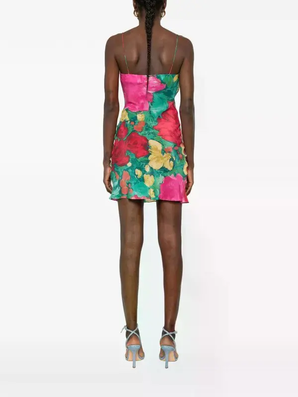Balmain Floral-print Cowl-neck Mini Dress - Green