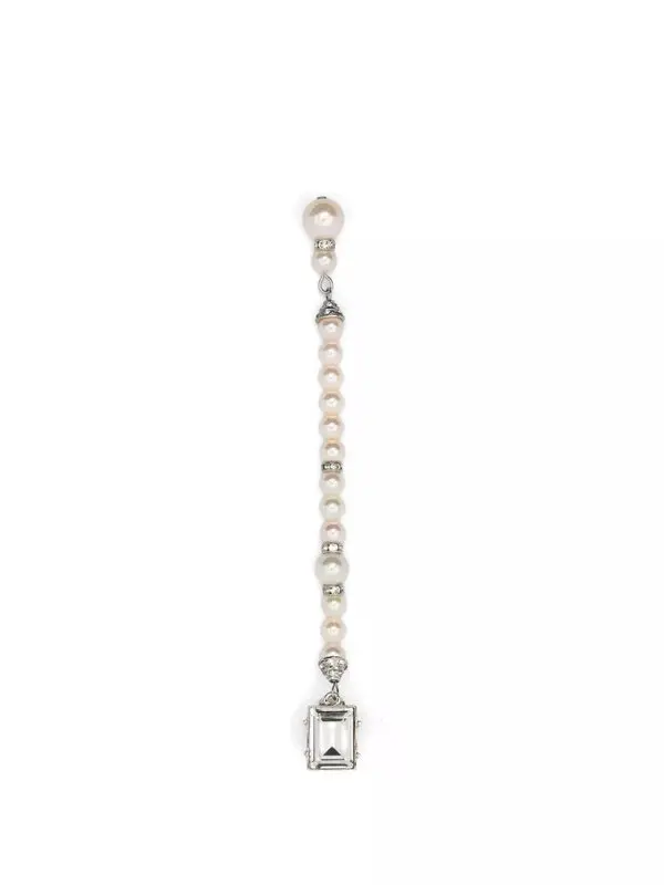 Alessandra Rich Pearl And Crystal Drop Earrings - Silver